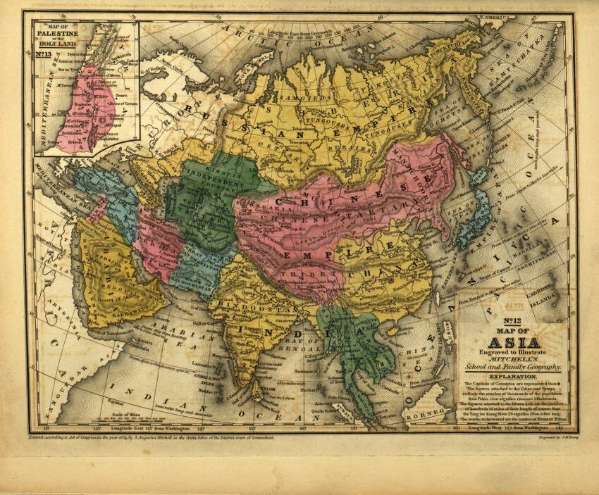 Framed Vintage Map of Asia, 1839 – wallmapsforsale