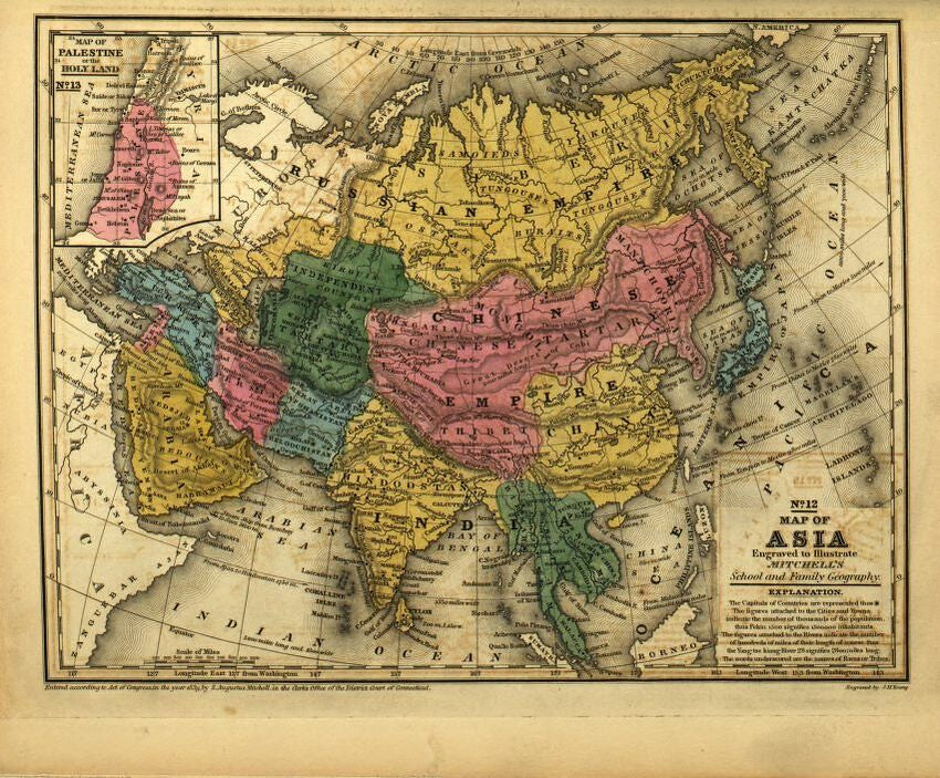 Vintage Map of Asia, 1839 – wallmapsforsale