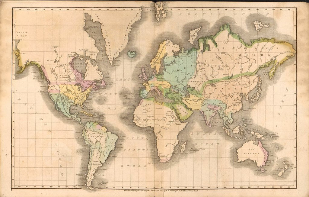Vintage Map of the World, 1839 – wallmapsforsale