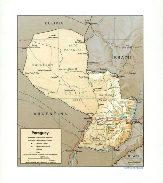 Map of Paraguay Framed Dry Erase Map – wallmapsforsale