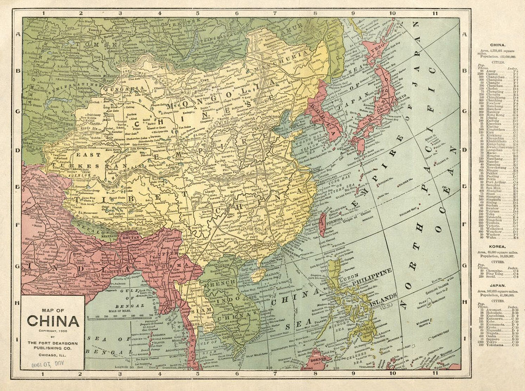 Vintage Map of China, 1900 – wallmapsforsale