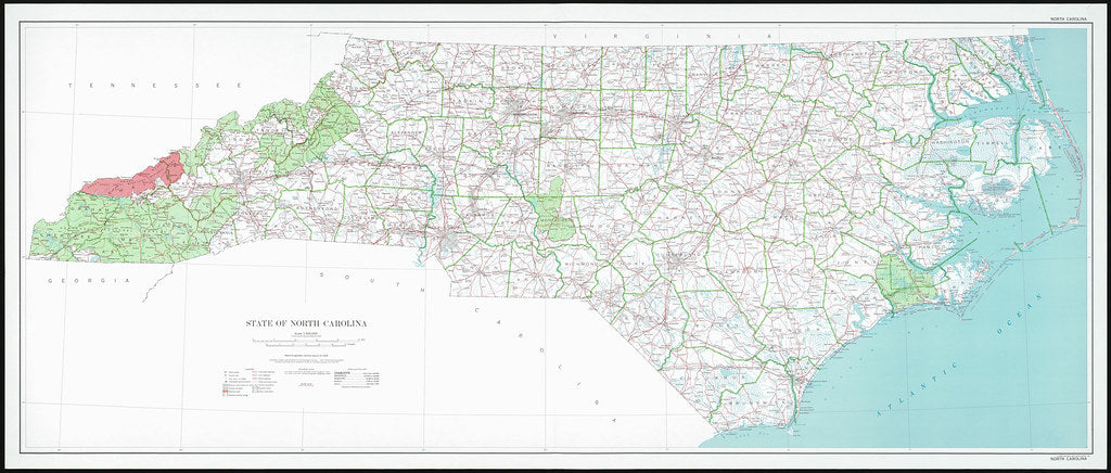 Framed Map of State of North Carolina : base map with highways ...