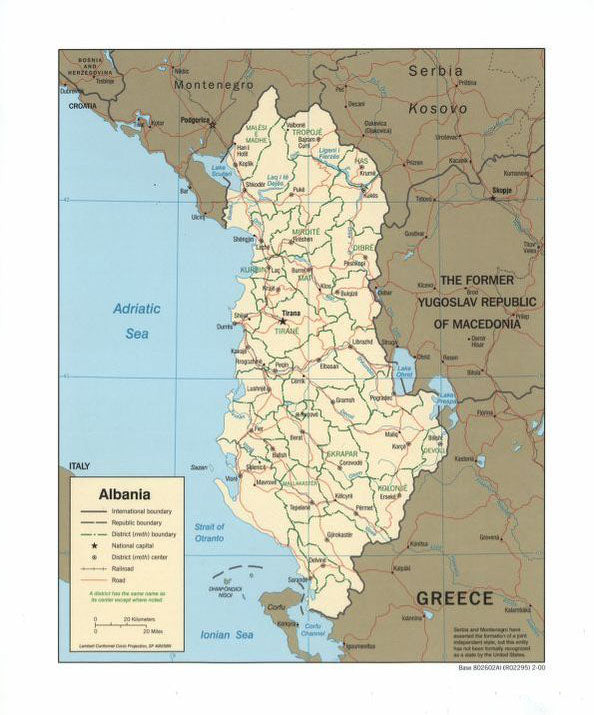 Framed Map of Albania – wallmapsforsale