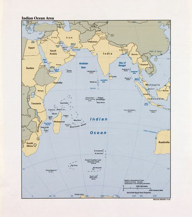 Map of Indian Ocean Area – wallmapsforsale