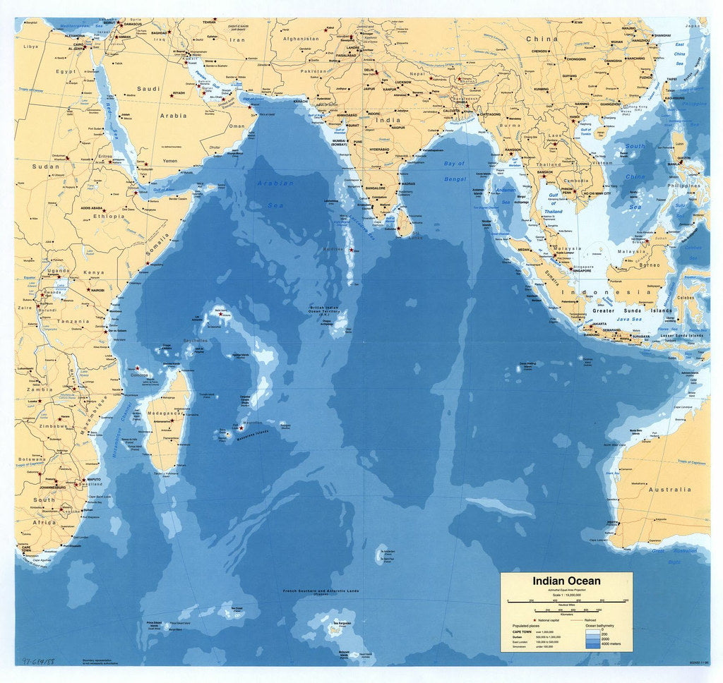 Map of Indian Ocean – wallmapsforsale