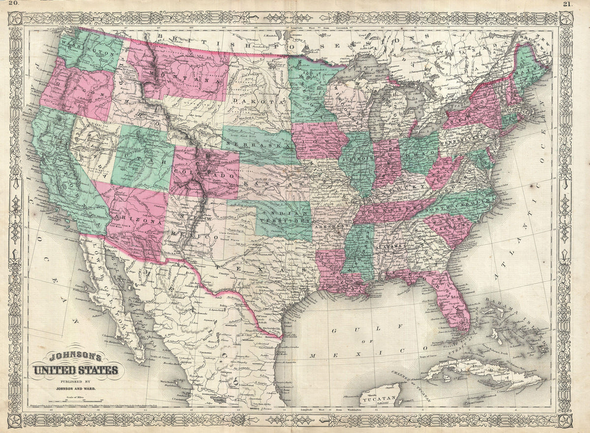 U.S. Map, 1866 – wallmapsforsale